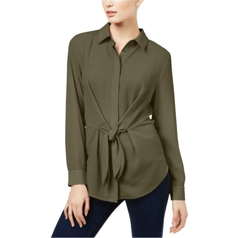 I.N.C | Tops | Inc Womens Tie Front Button Down Blouse Green M Dm ...